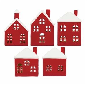 Holiday | Red Holiday Ceramic Village 5piece Houses Set | Poshmark